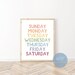 Rainbow Watercolor Days of the Week Print Poster | Nursery Wall Art ...