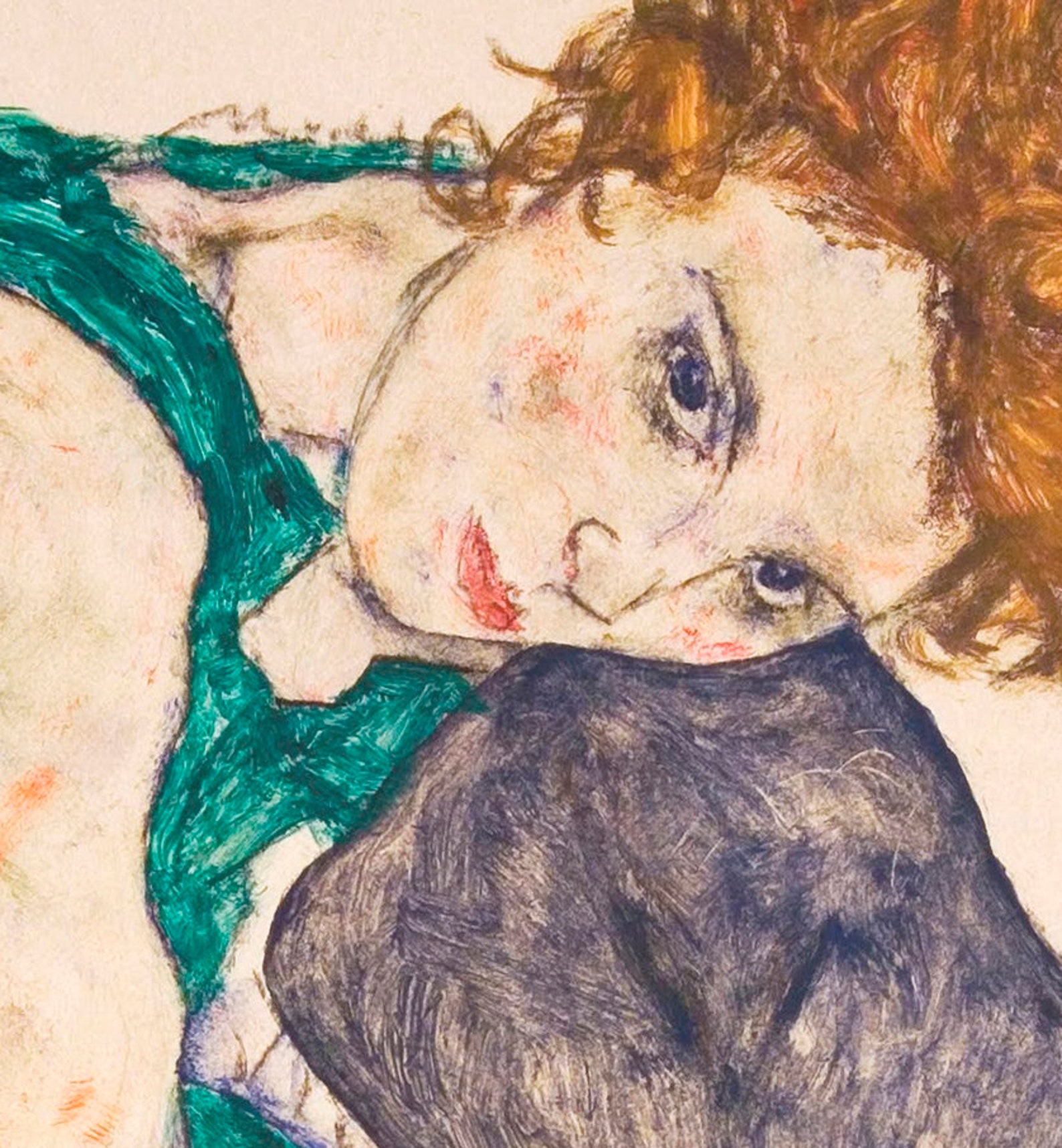 Egon Schiele : Sitting Woman with Legs Drawn Up 1917 Canvas | Etsy