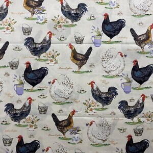Roosters and Eggs Fabric, 100% Cotton, Animal Style - Etsy