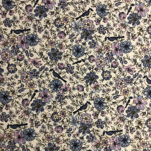 Calico Blue Bird Fabric - Etsy