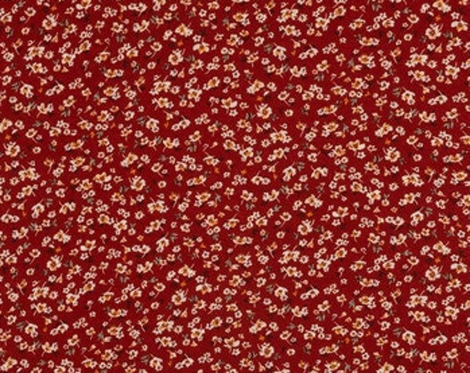Rust Floral Dobby Fabric, Fall Fabric, 100% Polyester, Apparel Fabric ...