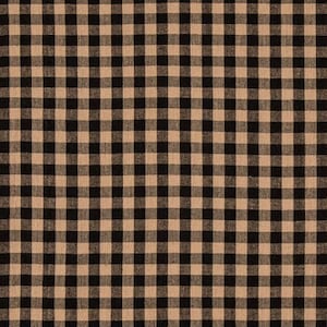 Black and Tan Homespun Check Fabric, 100% Cotton Calico, Apparel and ...