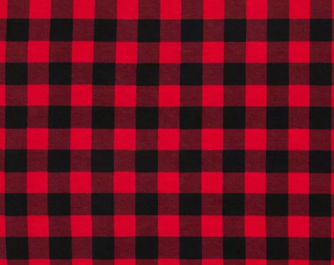 Red & Black Buffalo Check Knit Fabric, Pattern Fabric, Polyester ...