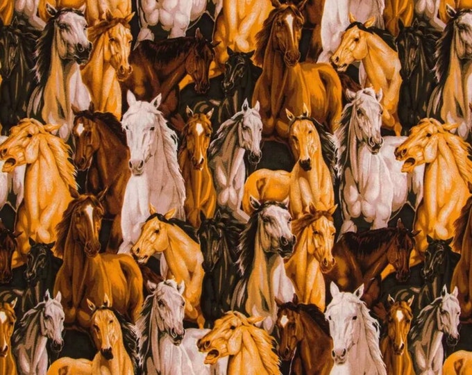 Horse Fabric horse Stampede by Bhymer Horse Stampede Cowboy Tan Brown ...