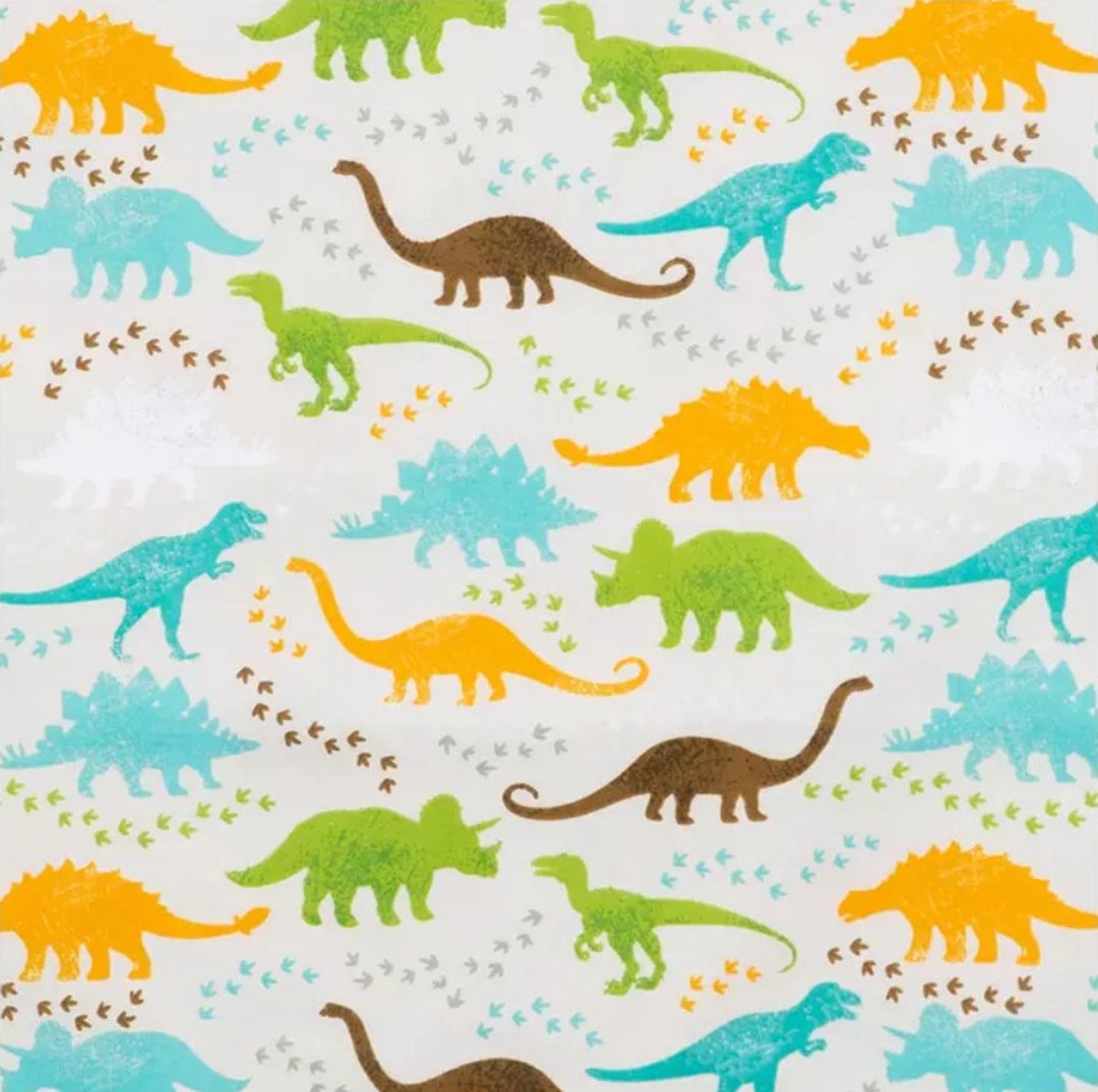 Dinosaur Flannel Fabric, Colorful Animal Print, 100% Cotton - Etsy