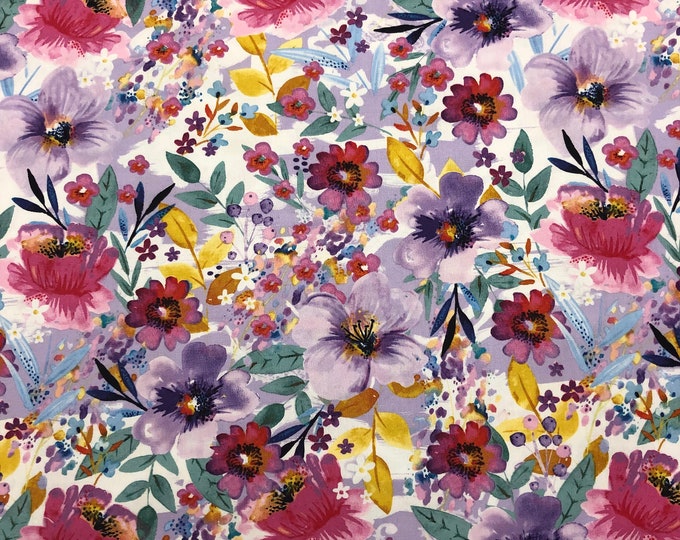 Watercolor Spring Floral Fabric Watercolor Floral by Willowlanetextiles ...