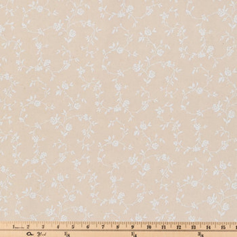 Natural & White Wide Floral Fabric Flowers Fabric 100% - Etsy