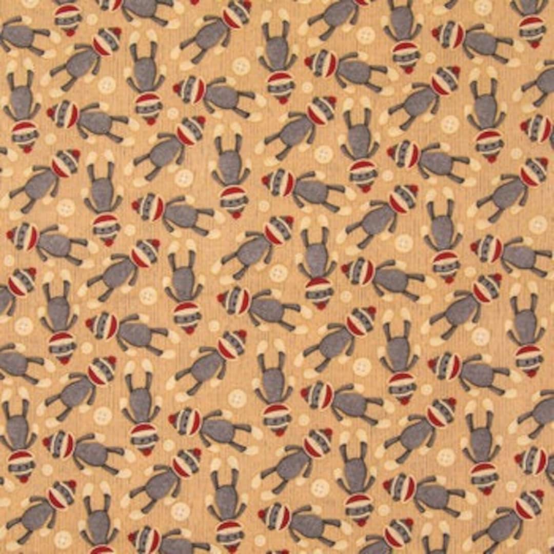 Sock Monkey Fabric Buttons Fabric 100 Cotton Apparel Fabric Fabric