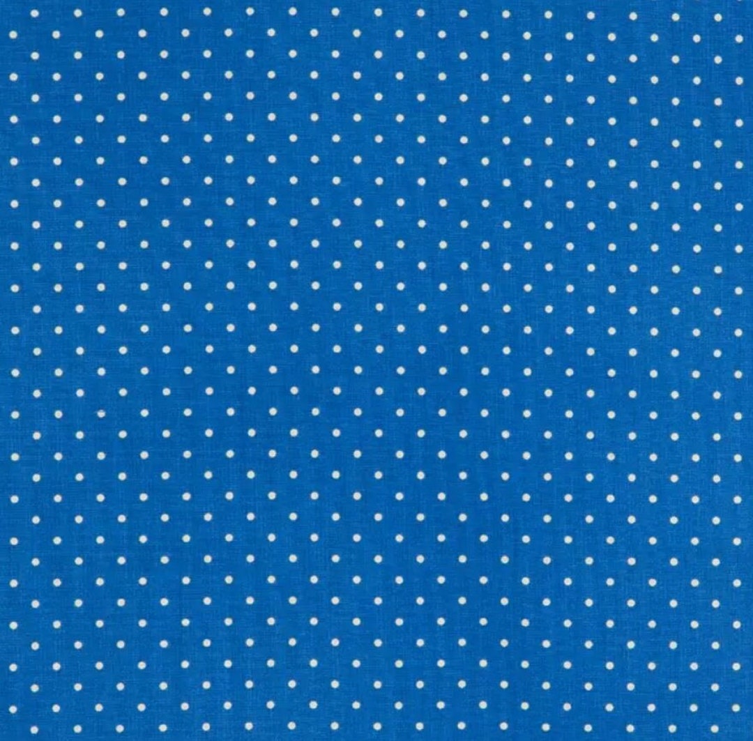 Austere Blue & White Polka Dot Fabric, Spotted Fabric, 100% Cotton ...