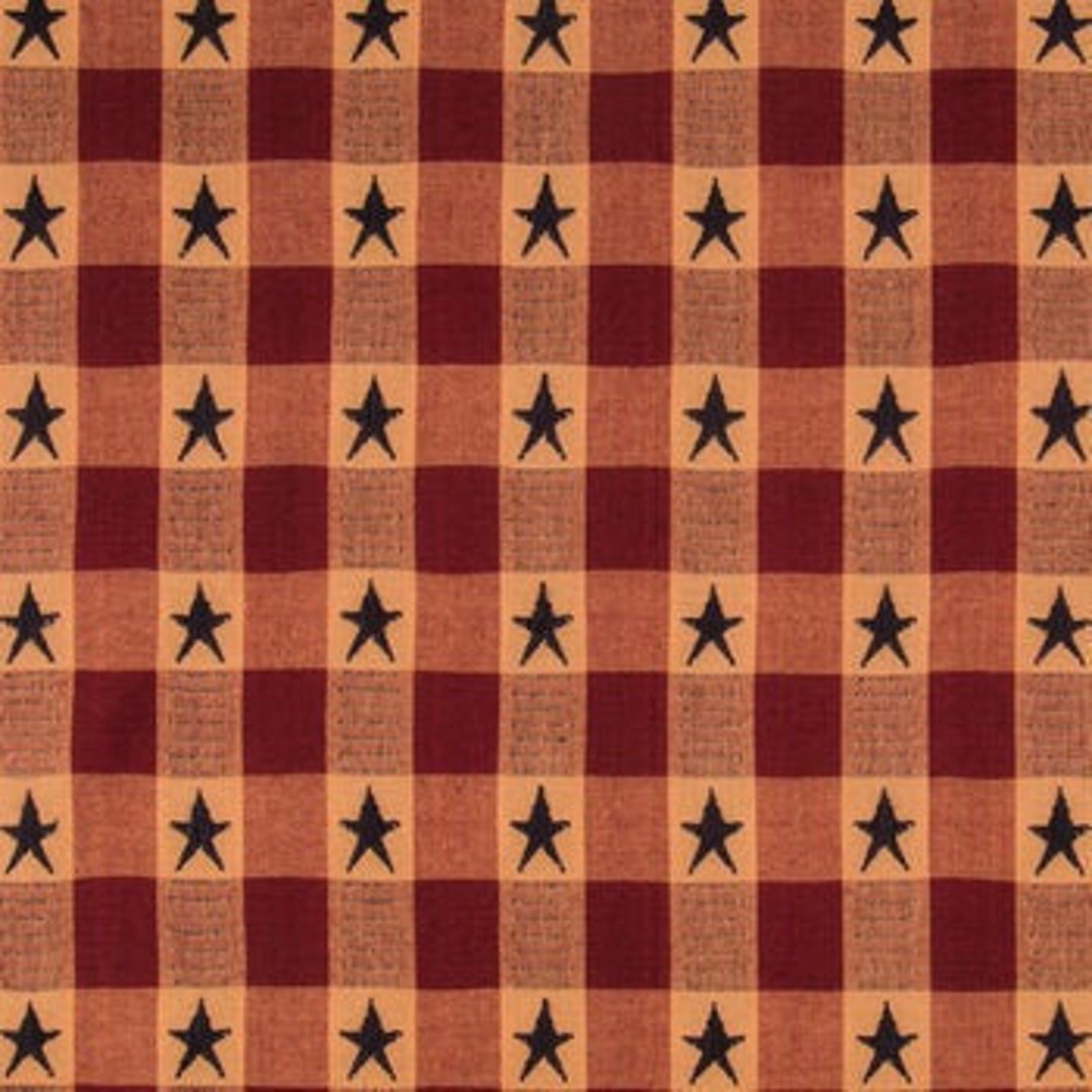 Red Plaid Star Jacquard Fabric, Check Fabric, 100% Cotton, Quilting ...