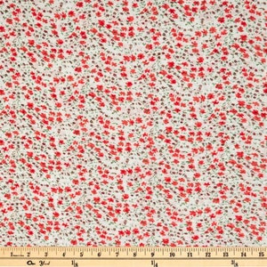 Red Floral Pleated Chiffon Fabric, Flowers Fabric, 100% Polyester ...