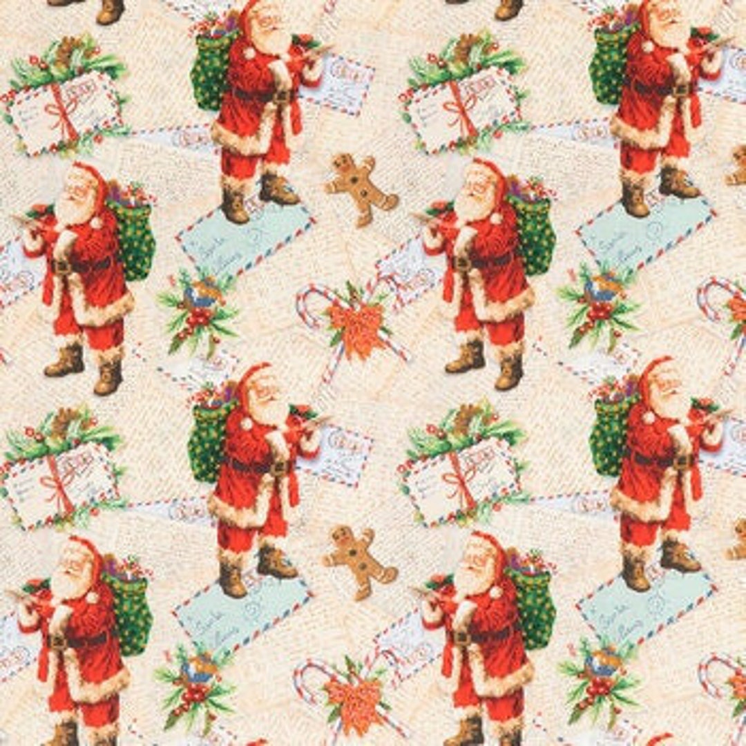 Letters to Santa Fabric, Christmas Fabric, 100% Cotton, Stockings ...