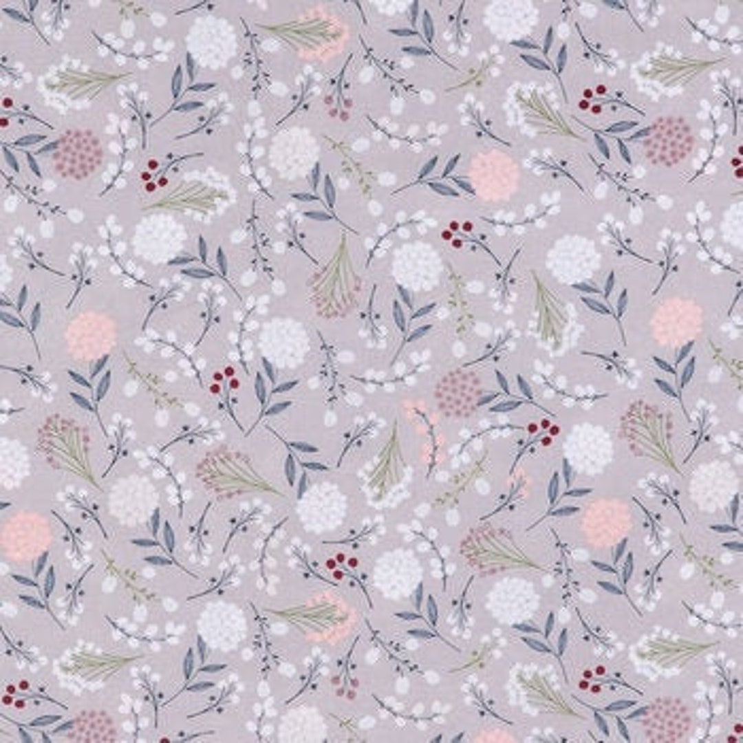 Berry Leaves Fabric Flowers Fabric 100% Cotton Apparel - Etsy