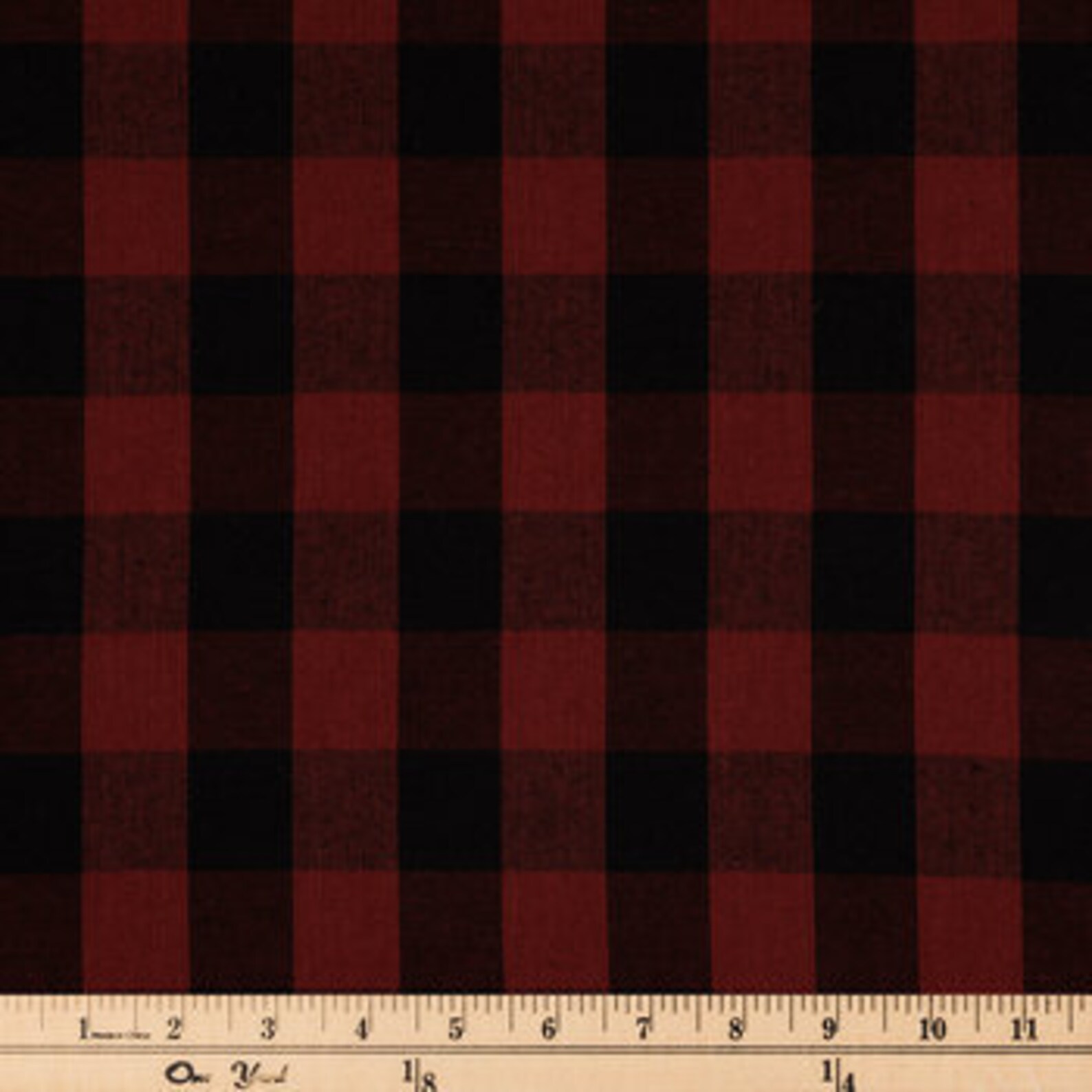 Dark Red & Black Homespun Buffalo Check Fabric Pattern - Etsy