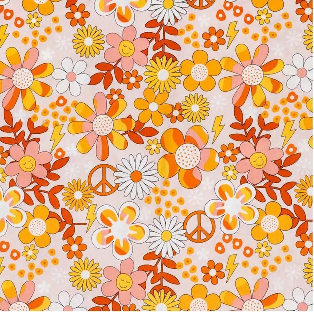Flower Power Cotton Fabric, Pink Floral Calico, Quilting & Accessories ...