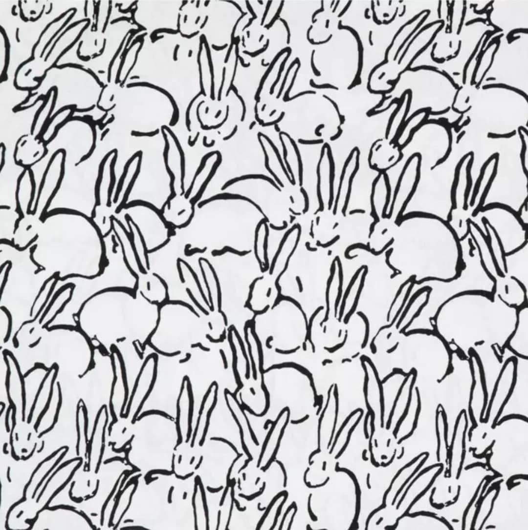 Black & White Bunnies Fabric, Rabbit Fabric, 100% Cotton, Duck Cloth ...