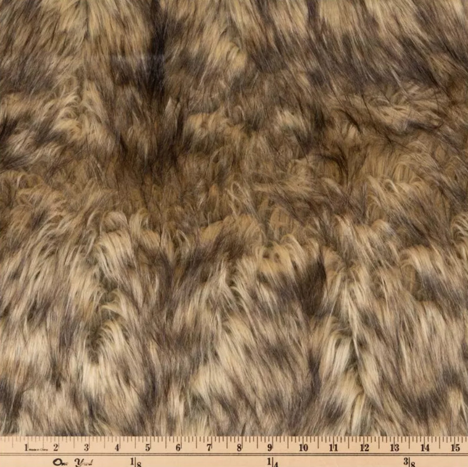 Brown Long Pile Faux Fur Fabric, Animal Pelt, Acrylic & Polyester ...