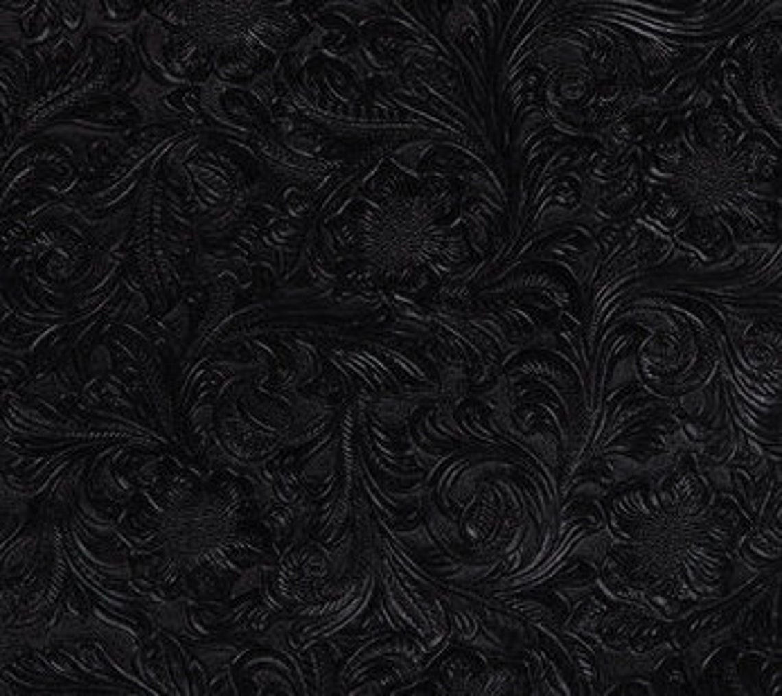 Black Embossed Fabric Flourish Motif 100% Vinyl Home Decor - Etsy