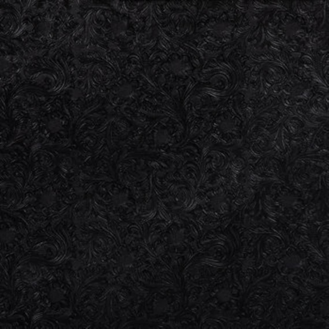 Black Embossed Fabric Flourish Motif 100% Vinyl Home Decor - Etsy