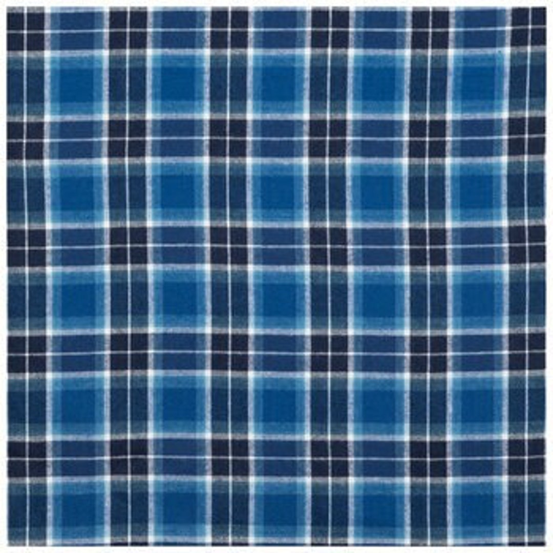 Blue & White Plaid Fabric, Fall Fabric, 100% Cotton, Apparel Fabric ...