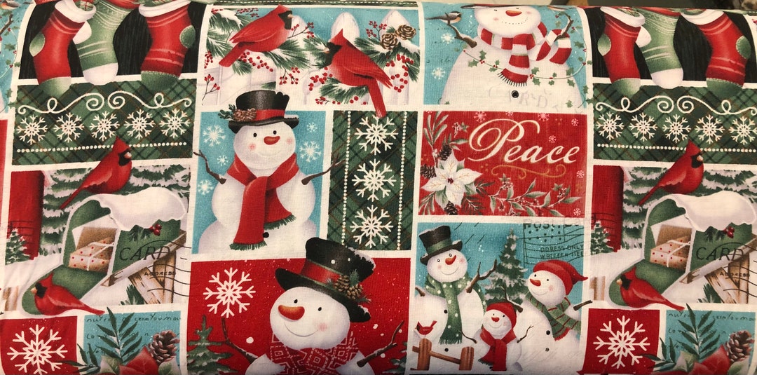Snowman Patch Fabric, Christmas Fabric, 100% Cotton, Home Accents ...