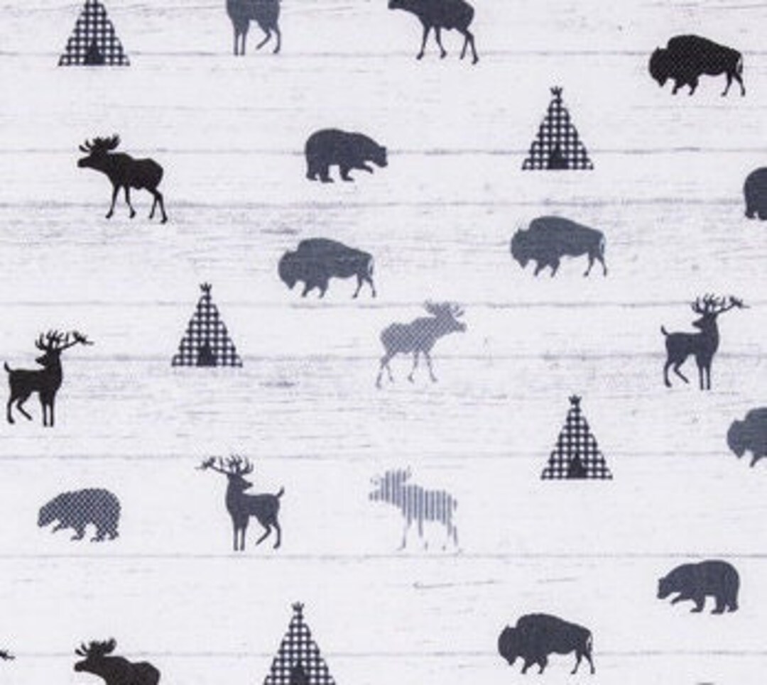 Shiplap Forest Animals Fabric, Woodland Fabric, 100% Cotton, Apparel ...