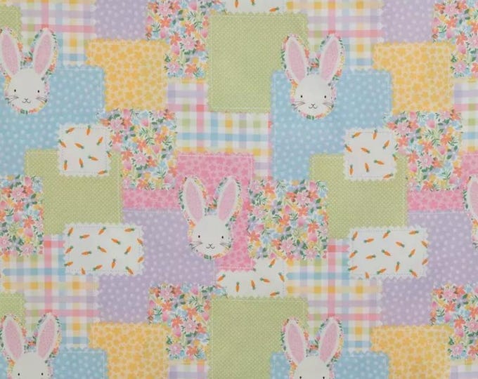 Pastel Bunny Patterned Patchwork Fabric, Easter Fabric, 100% Cotton ...