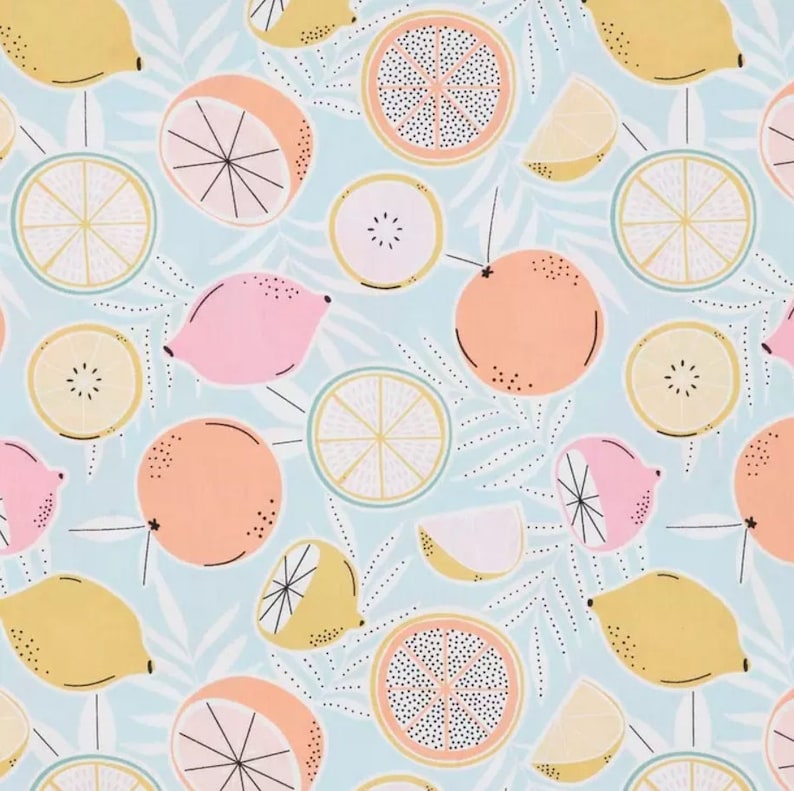 Leafy Citrus Fabric, 100% Cotton, Apparel Fabric, Fruits Print - Etsy