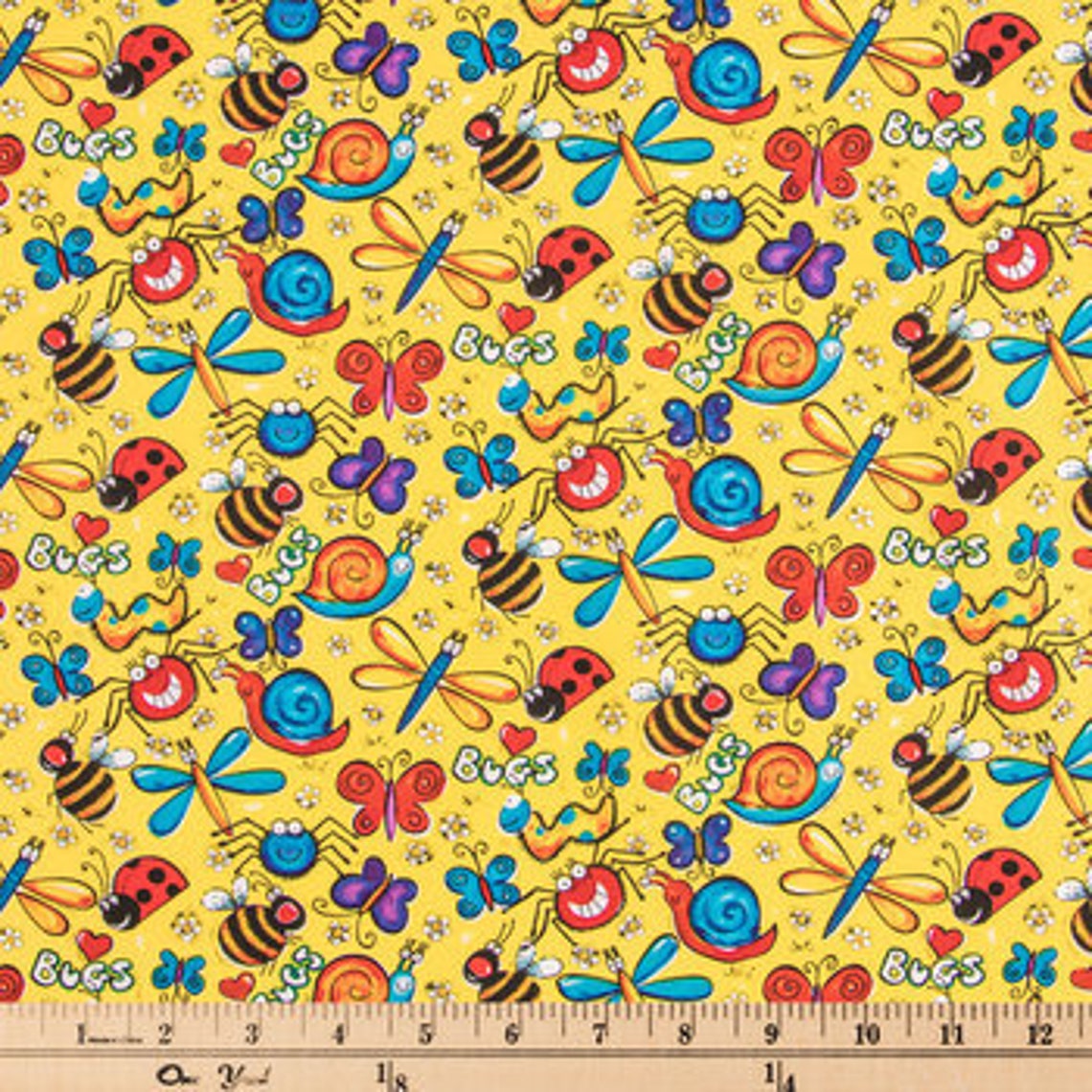 Happy Bugs Fabric Colorful Fabric 100% Cotton Quilting - Etsy