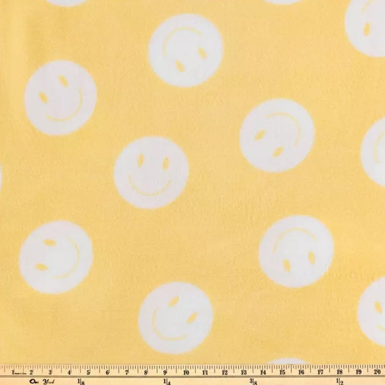 Yellow Smiley Face Fleece Fabric, 100% Polyester, Tie Blankets, Home ...