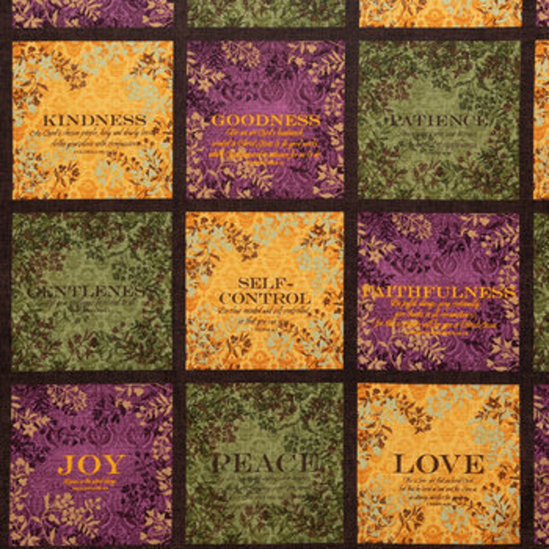 Fruit of the Spirit Panel, Inspiring Bible Verses Fabric, 100% Cotton ...