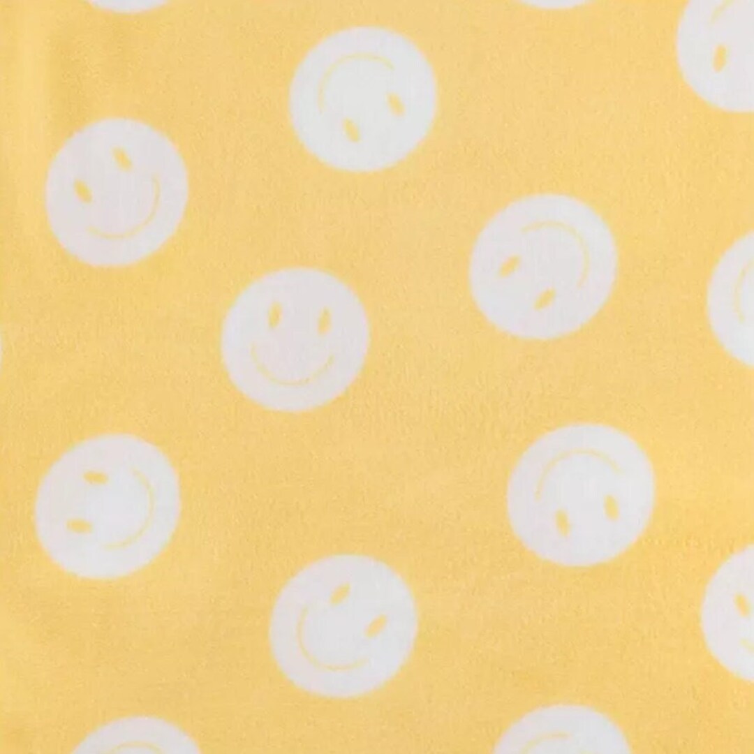 Yellow Smiley Face Fleece Fabric, Emoji Fabric, 100% Polyester, Tie ...