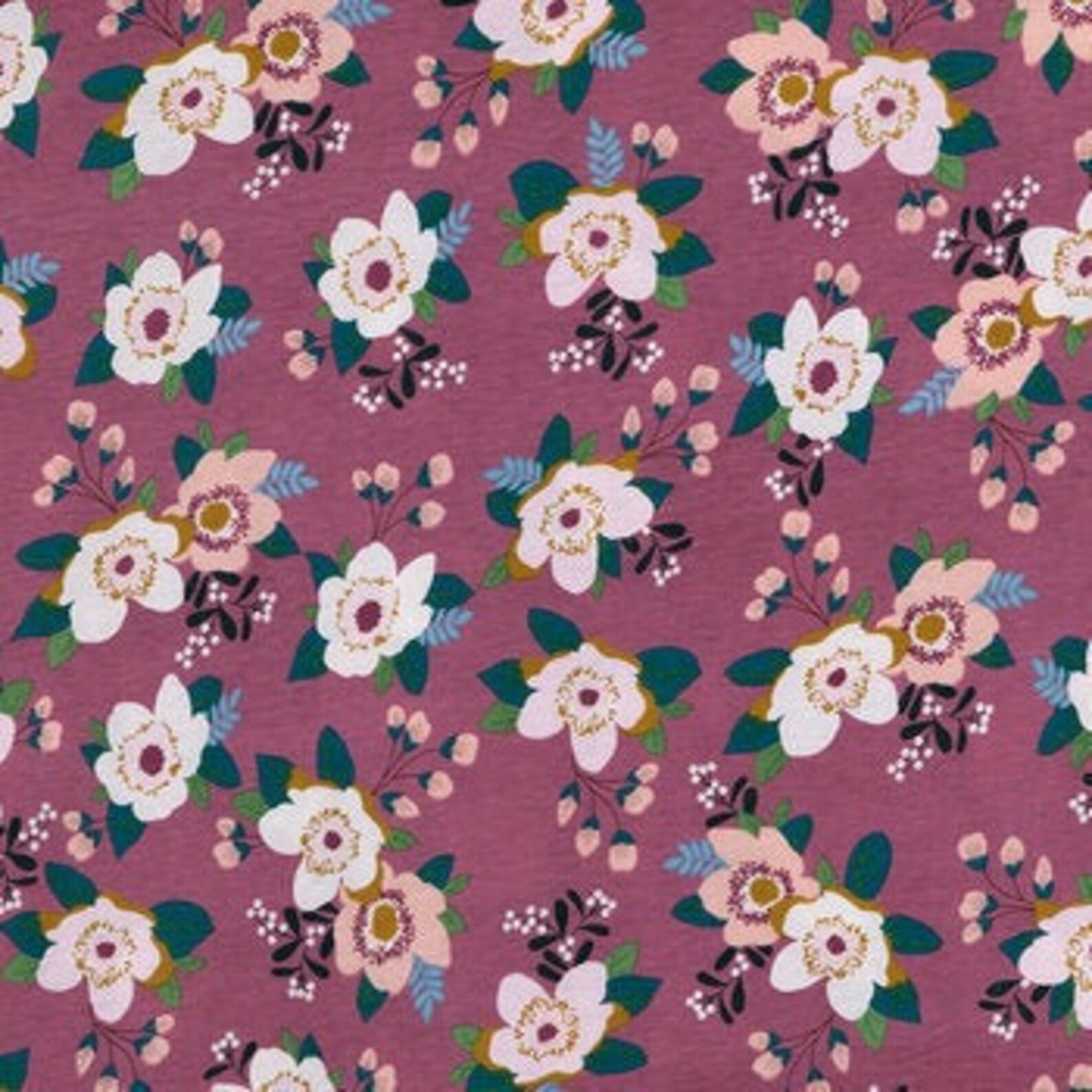 Mauve Floral Knit Fabric Flowers Fabric 100% Cotton Apparel - Etsy