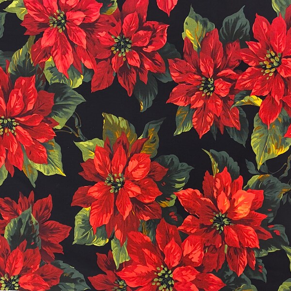 Poinsettia Fabric - Etsy