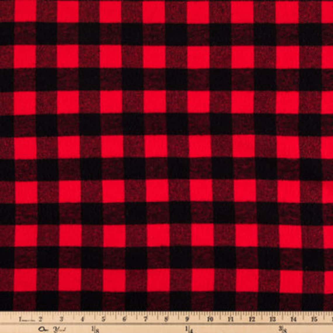 Red & Black Buffalo Check Flannel Fabric Pattern Fabric 100% - Etsy