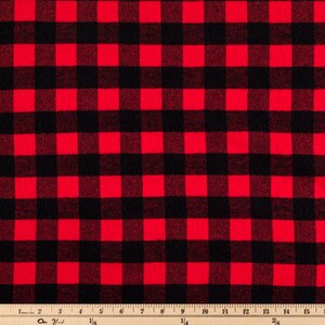Red and Black Buffalo Check Flannel Fabric, 100% Cotton, by the Yard - Etsy