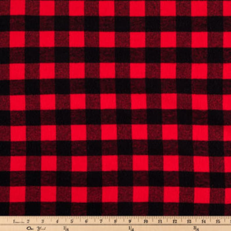 Red & Black Buffalo Check Flannel Fabric Pattern Fabric 100% - Etsy
