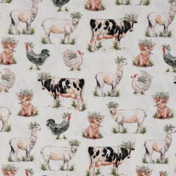 Fancy on the Farm Fabric Animals Fabric 100% Cotton Duck - Etsy