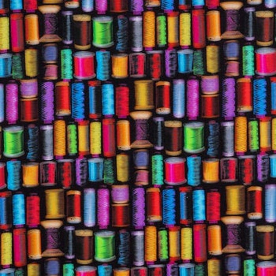 Thread Spools Fabric Colorful Fabric 100% Cotton Apparel - Etsy