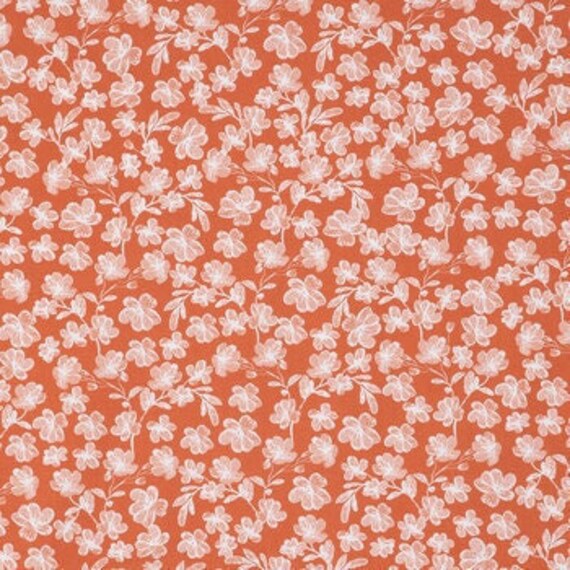 Rust & Off-white Floral Fabric Flowers Fabric 100% Cotton - Etsy