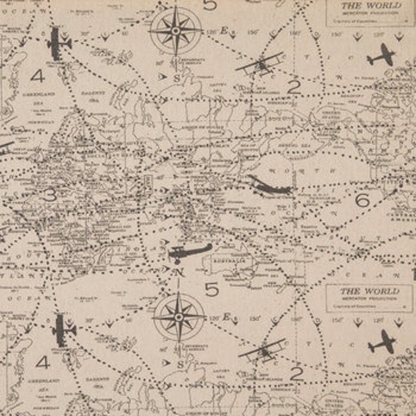 Map Fabric - Etsy