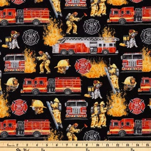 Fire Fighters Fabric, Fire Department Fabric, 100% Cotton, Quilting ...
