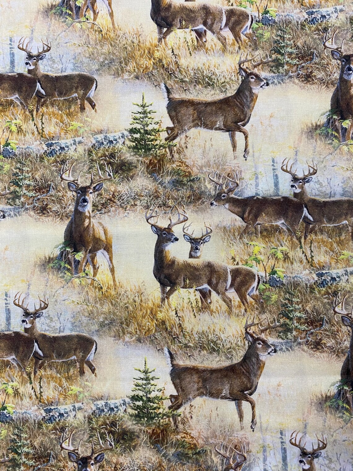 Wild Deer Cotton Fabric, Rustic Animal Print, Quilting Fabric - Etsy