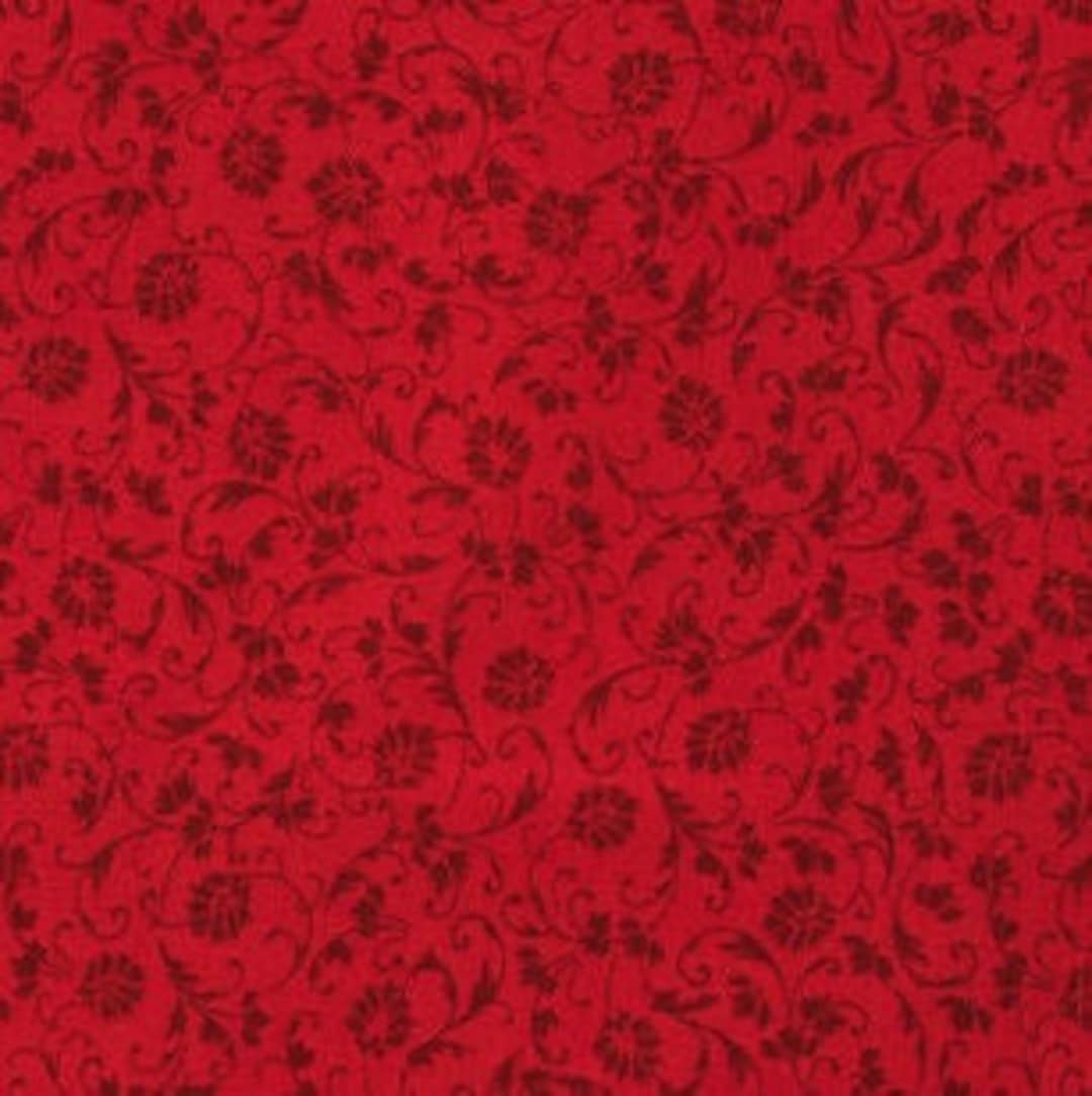 Tonal Red Scrolls Fabric, Floral Fabric, 100% Cotton, Home Accents ...
