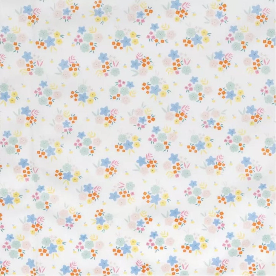 Pastel Floral Fabric, Flowers Fabric, 100% Cotton, Quilting Fabric ...