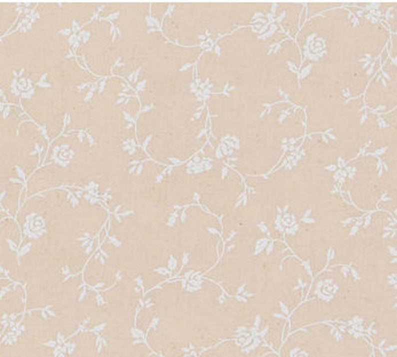 Natural & White Wide Floral Fabric Flowers Fabric 100% - Etsy