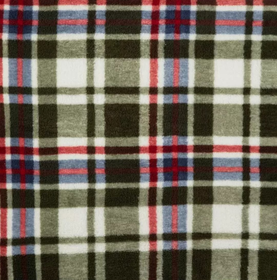 Green, Blue & Red Plaid Fleece Fabric, Christmas Fabric, 100% Polyester ...