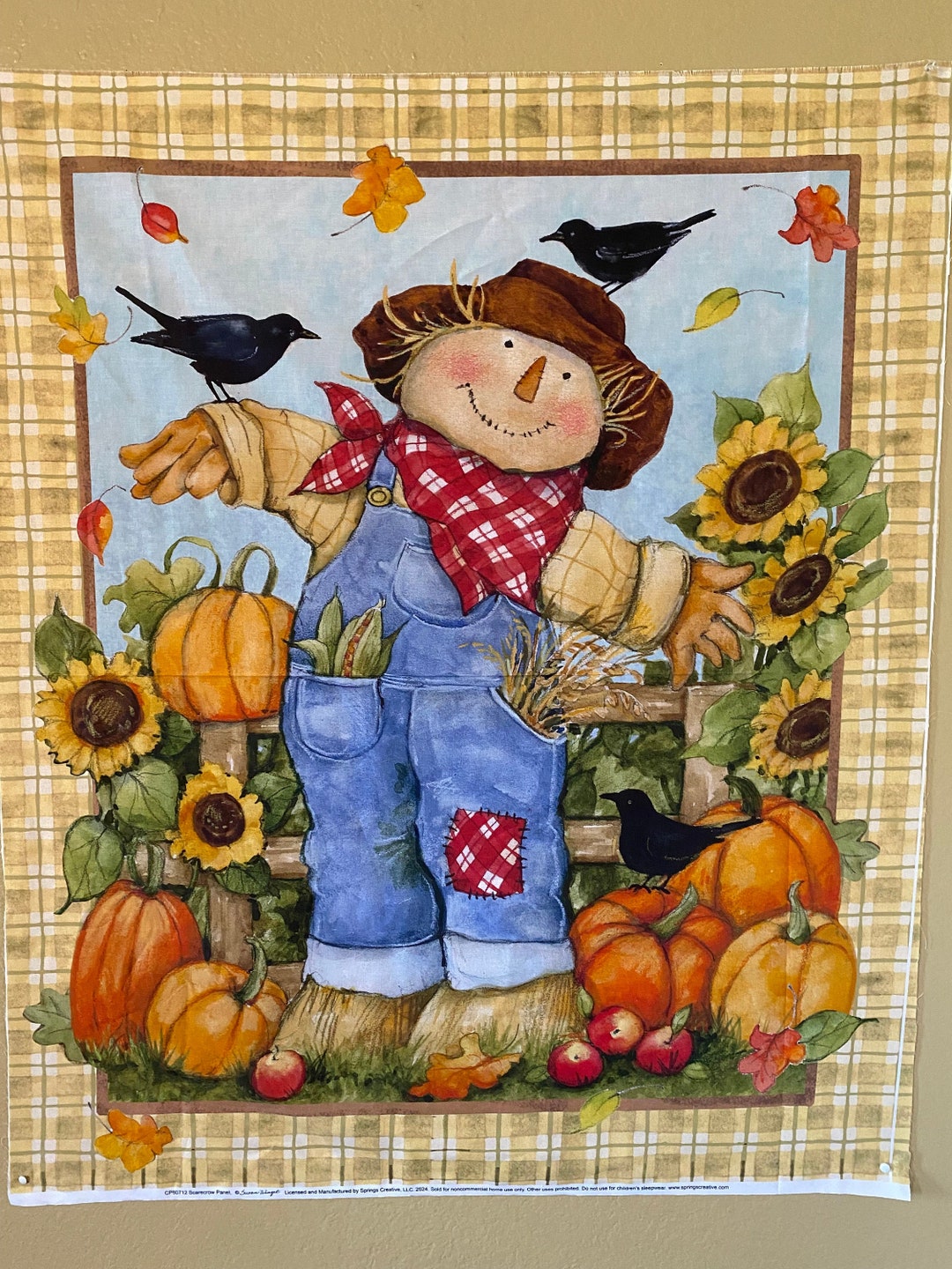 Scarecrow Panel Fabric, Fall Fabric, 100% Cotton, Quilting Fabric ...