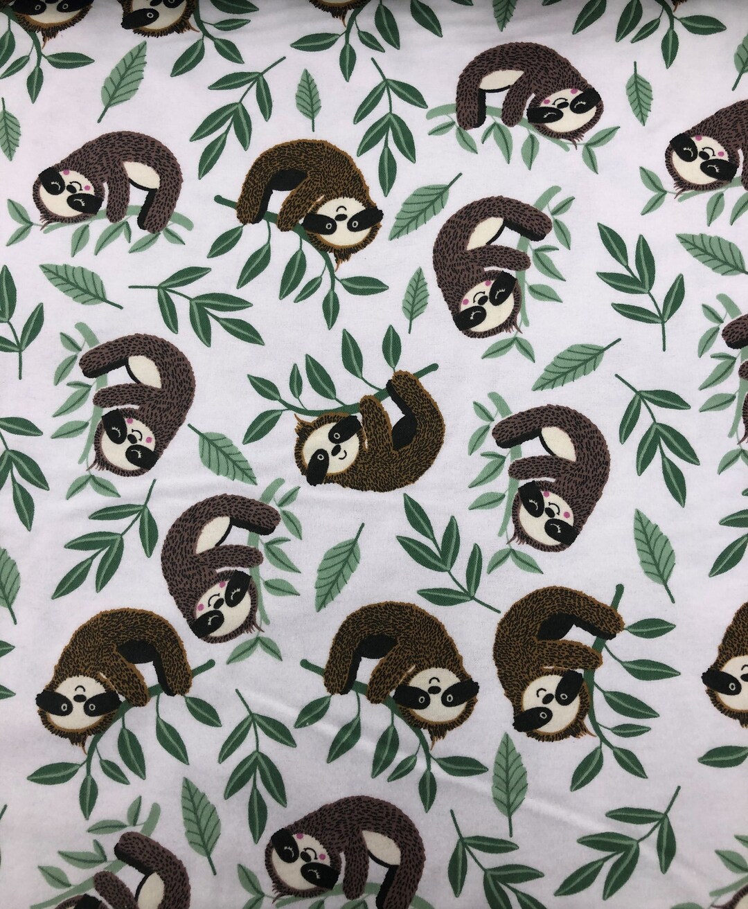 Sleepy Sloths Flannel Fabric, Animals Fabric, 100% Cotton, Baby ...