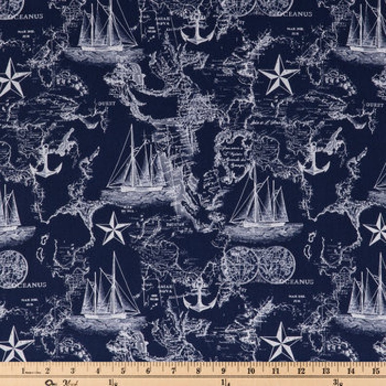 Navy Nautical Map Fabric Old World Map Fabric 100% Cotton - Etsy Ireland